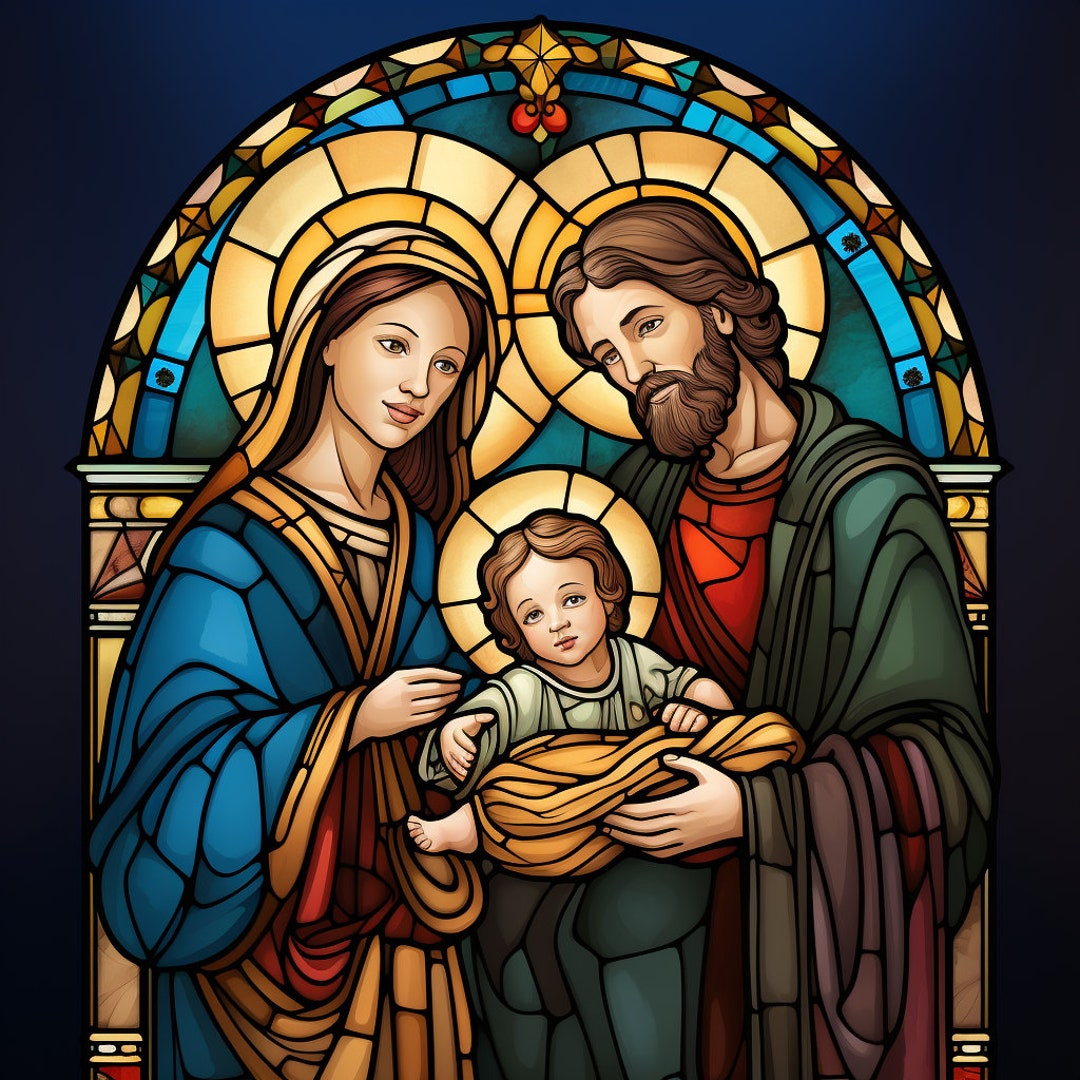 Jesus Mary and Joseph: Stained Glass Style Nativity Scene - Etsy