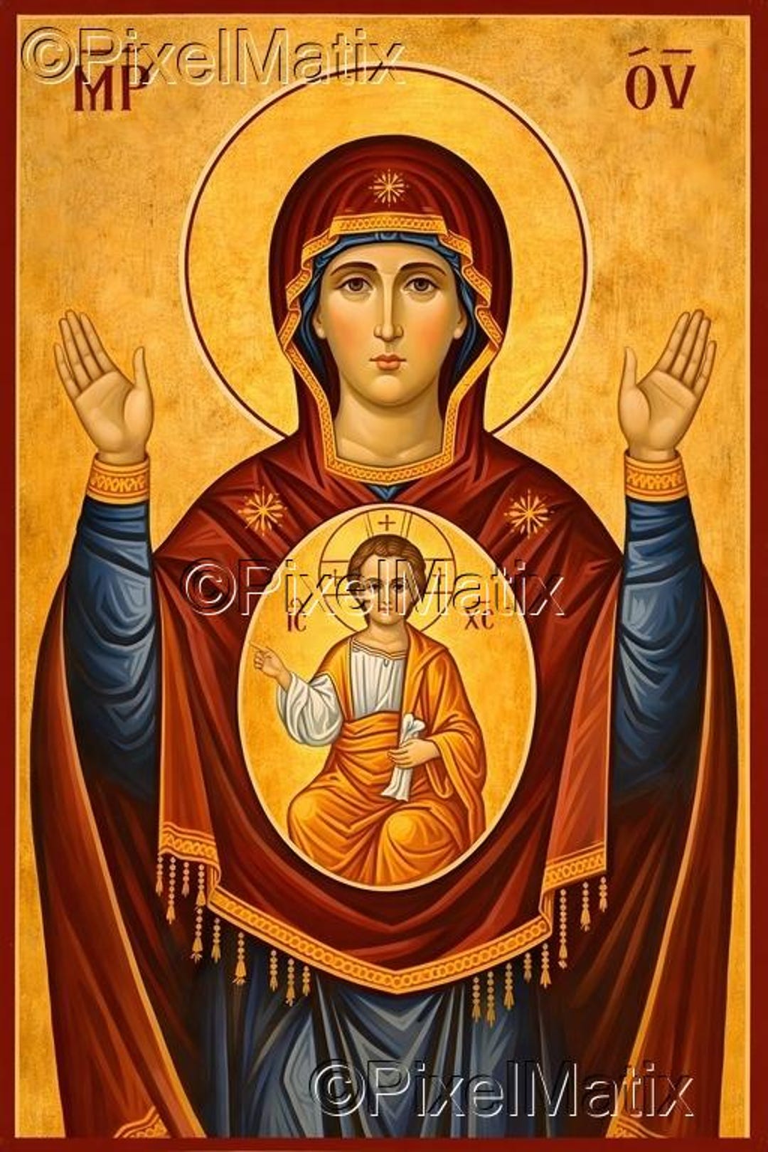 Theotokos Oranta (praying) - Orthodox Icon - Digital Download - Etsy