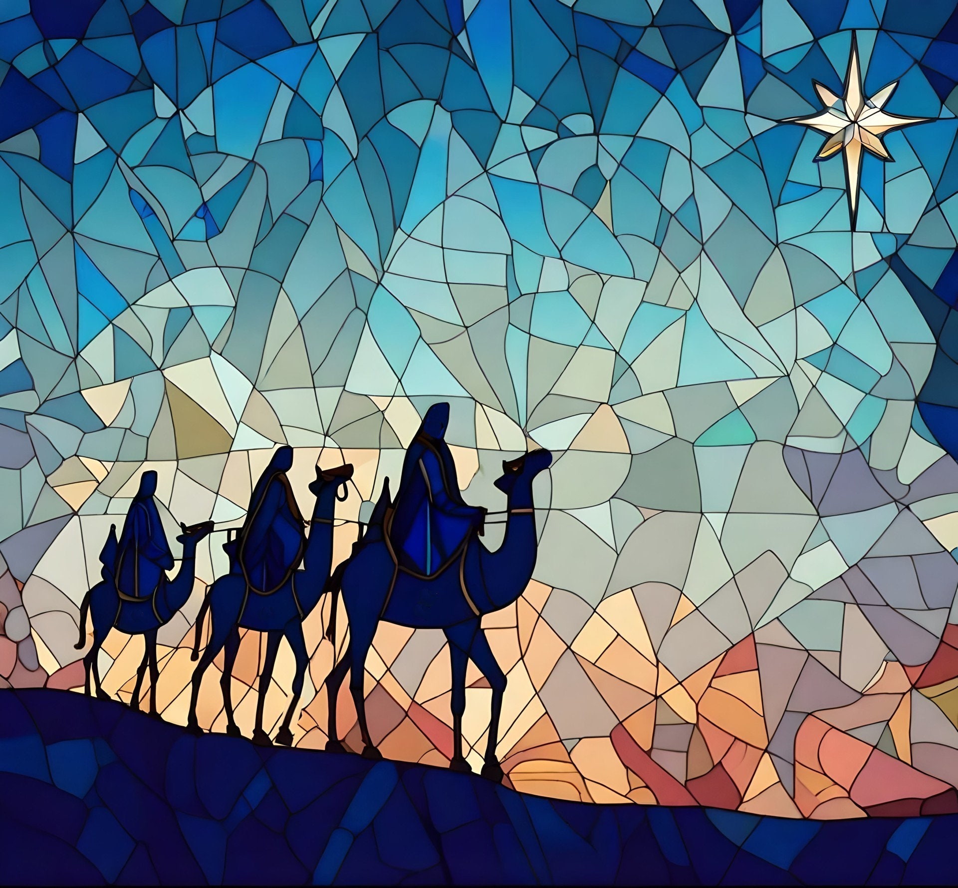 Journey of the Magi: Stained Glass Style Nativity - Digital Download - Etsy