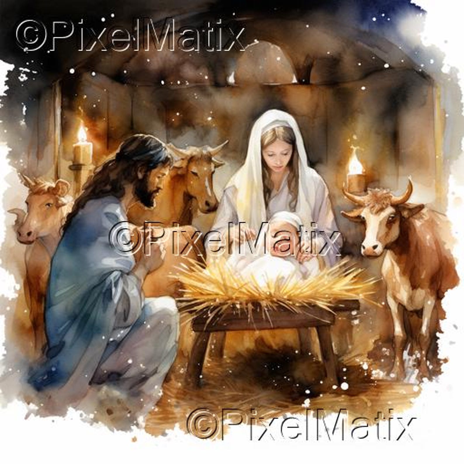 Christmas Cards - Watercolor Painting - Collection (set of 5 Cards ...