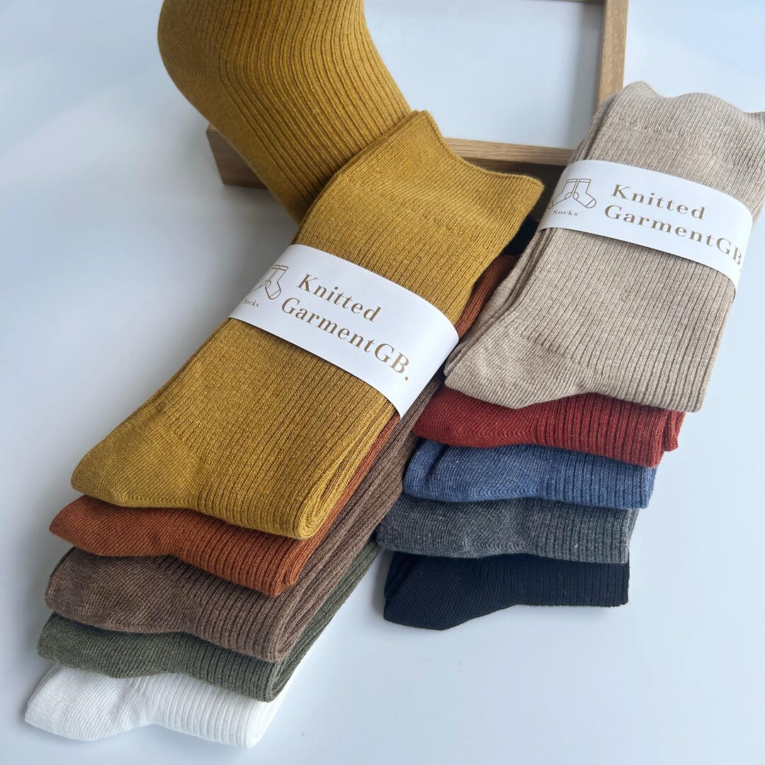 Solid Color Cotton Socks: Women's British Style Fall Casual Socks ...