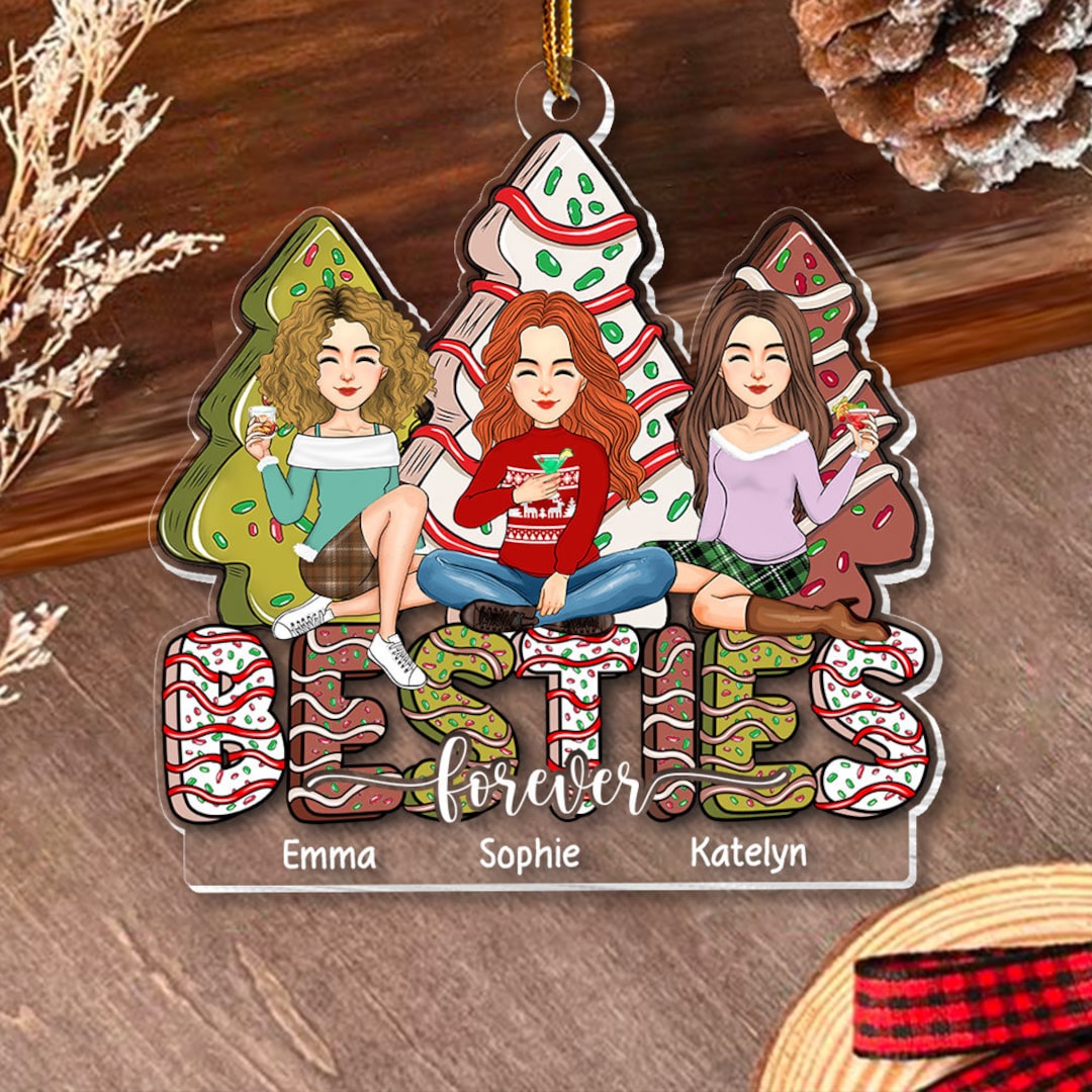 Personalized Besties Ornament 2023 Cute Christmas Tree Cake - Etsy