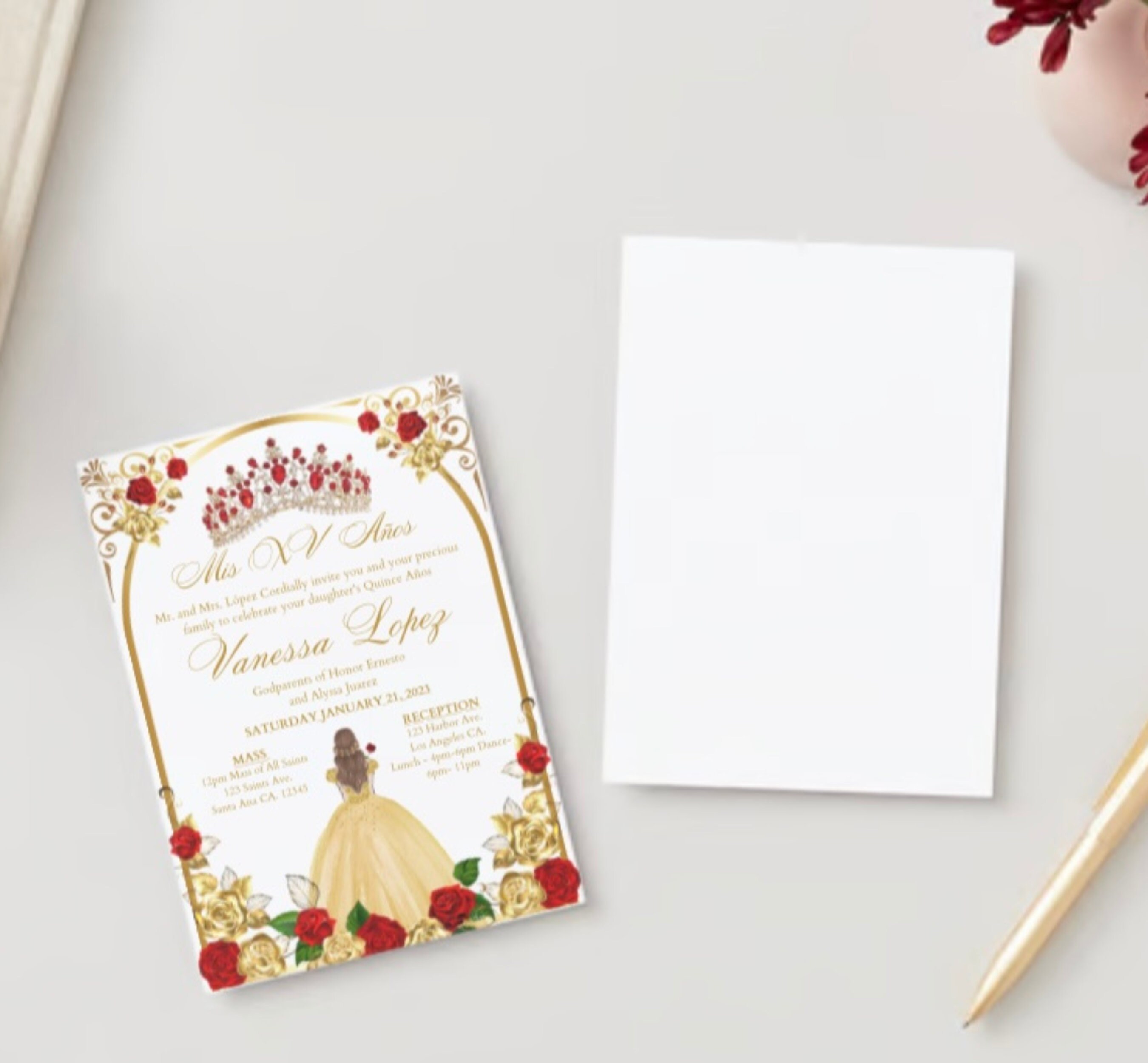 Rose Princess Quinceanera Invitation,editable Invitation - Etsy