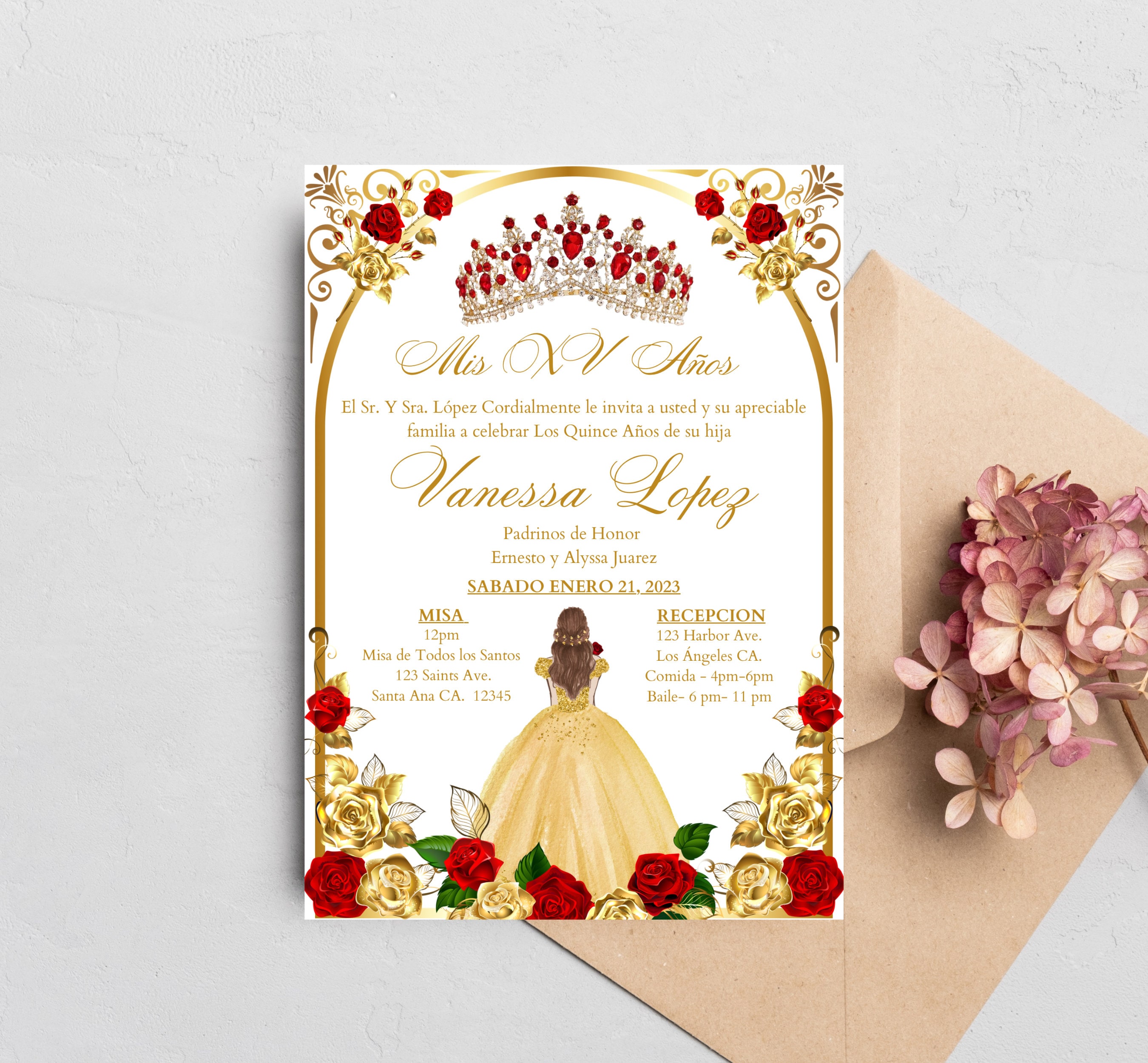 Rose Princess Quinceanera Invitation,editable Invitation - Etsy