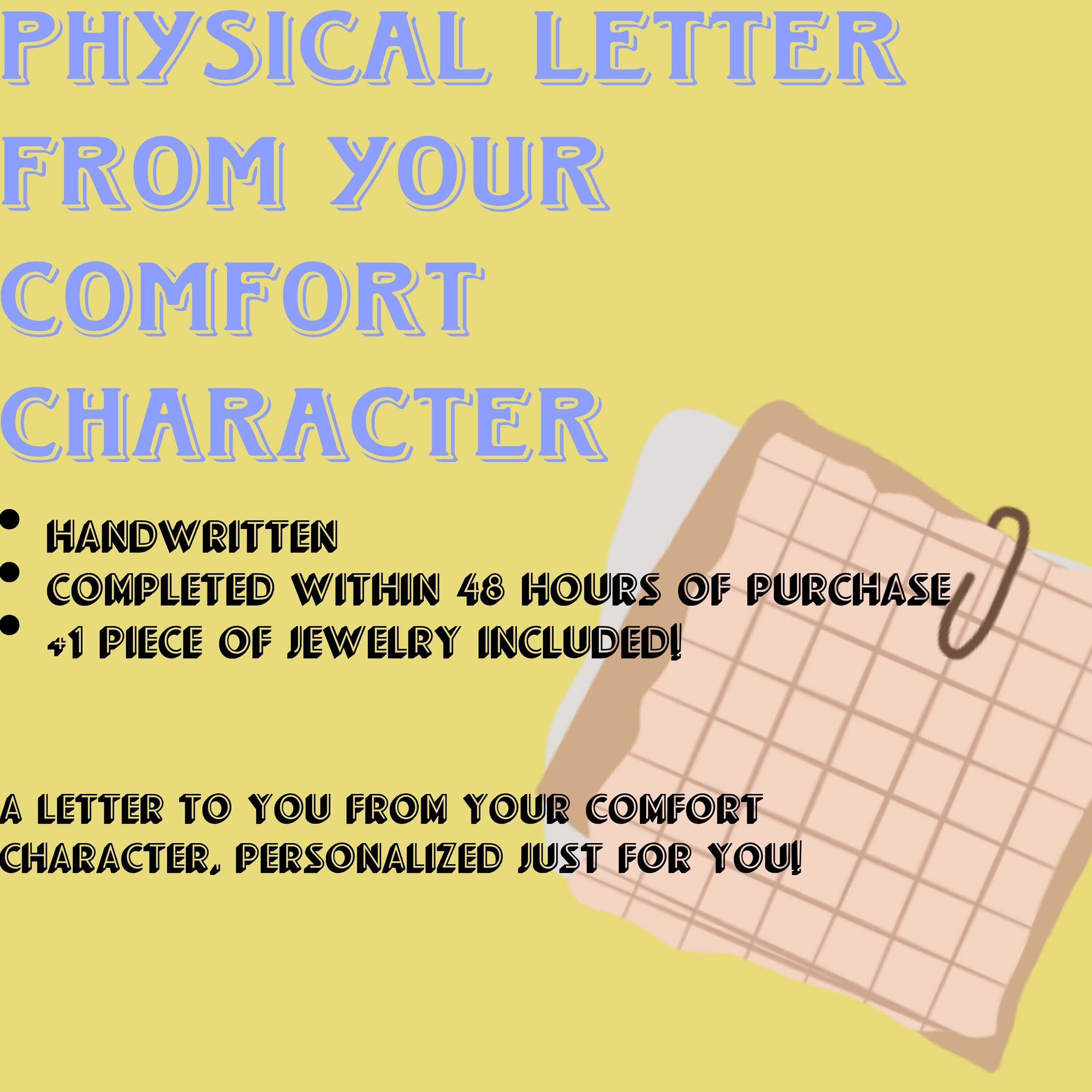 Personalized Comfort Character Letter - Etsy