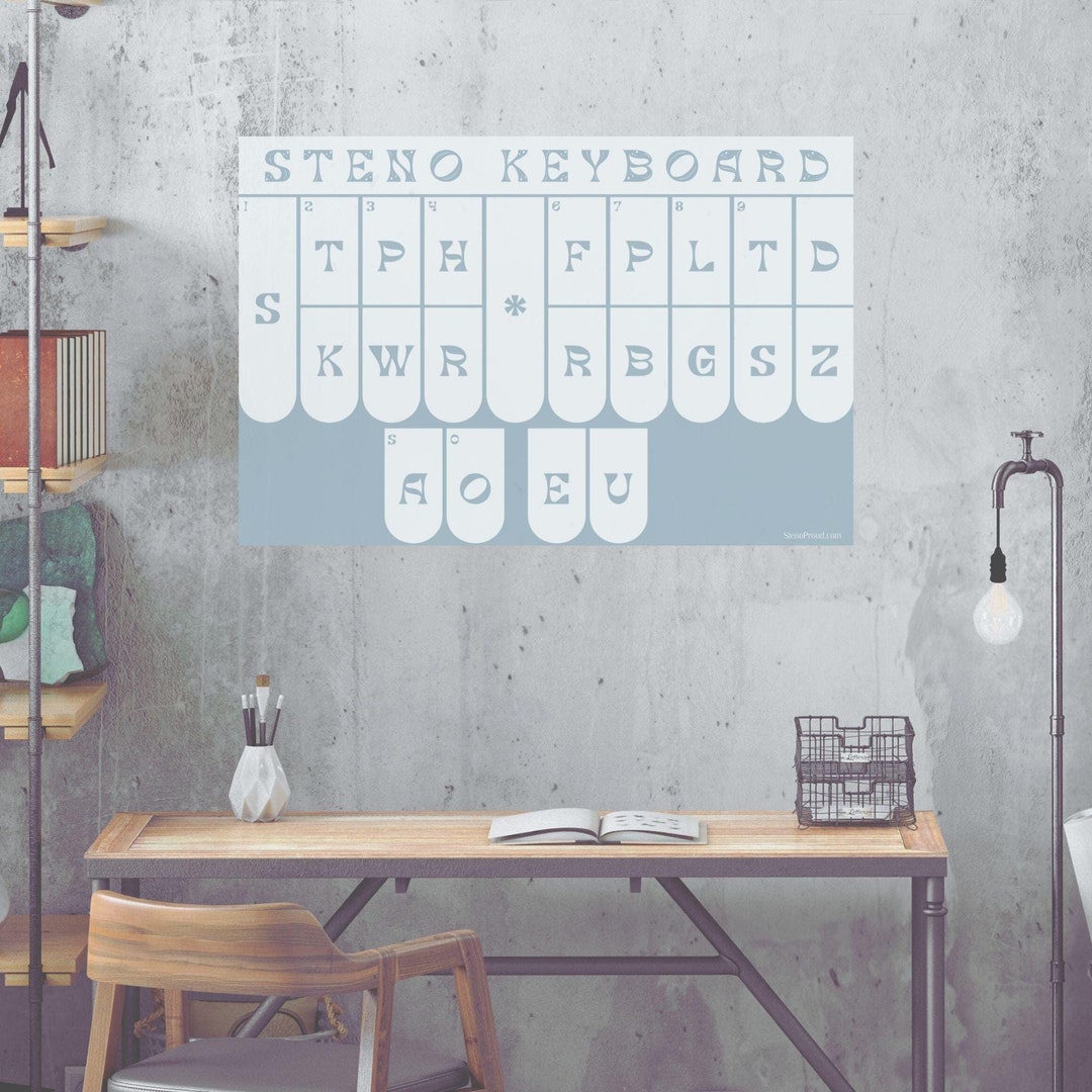 Steno Keyboard Poster for Home Office, Steno Keys Gift for Court ...