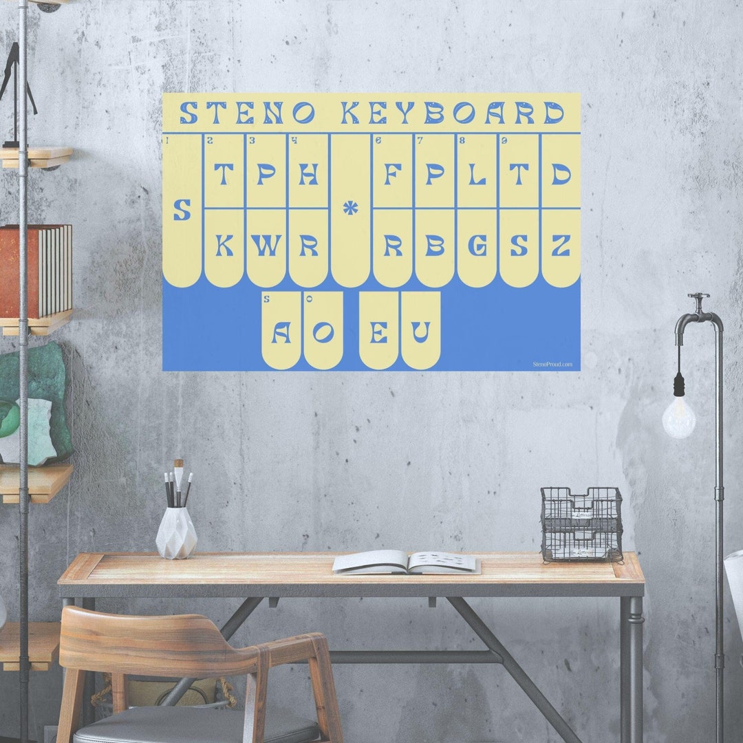 Steno Keyboard Poster for Home Office, Steno Keys Gift for Court ...
