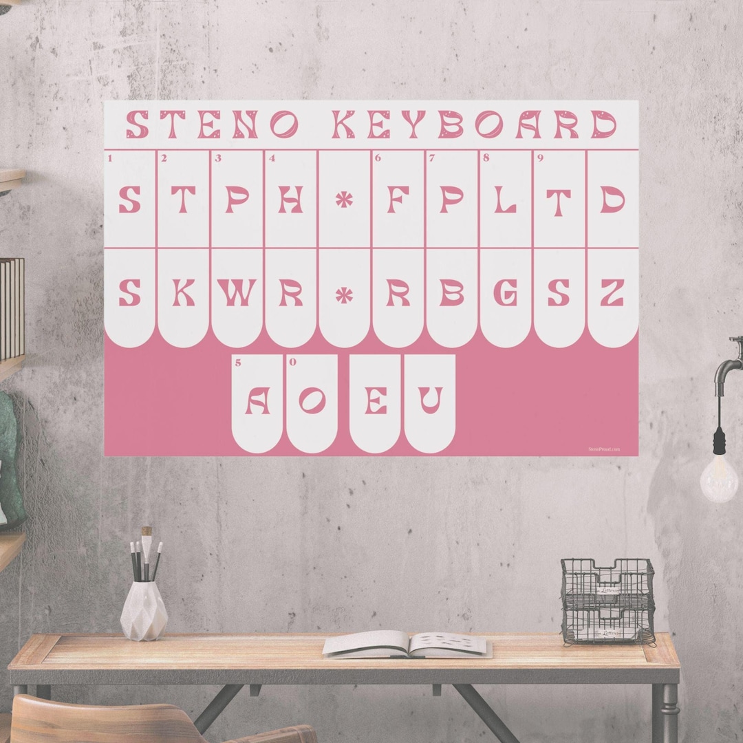 Steno Keyboard Poster for Home Office, Steno Keys Gift for Court ...
