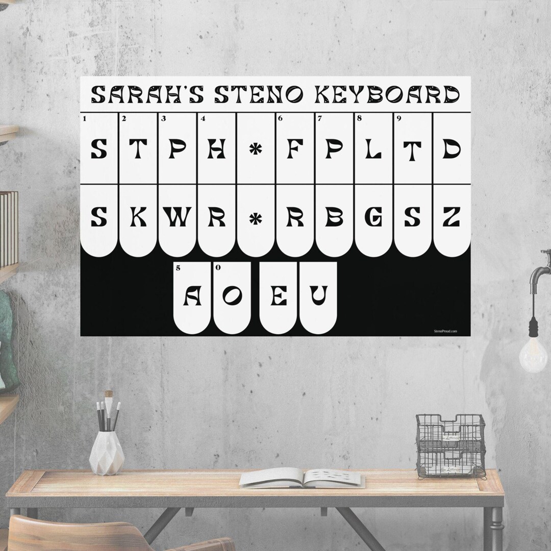 Personalized Steno Keyboard Poster for Home Office, Gift for Court ...