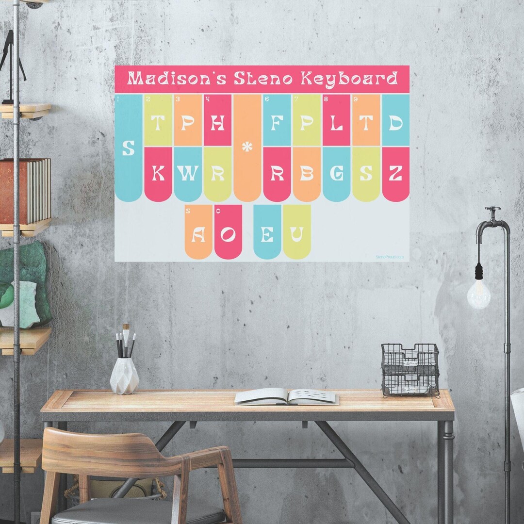 Personalized Steno Keyboard Poster for Home Office, Gift for Court ...