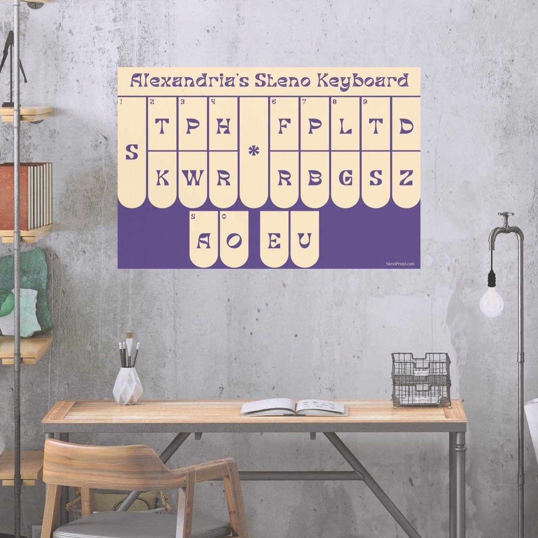 Personalized Steno Keyboard Poster for Home Office, Gift for Court ...