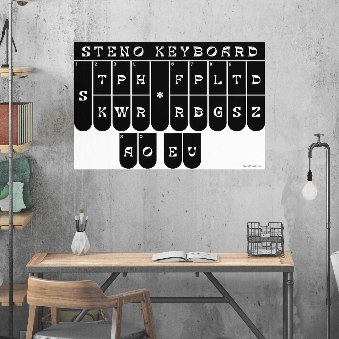 Steno Keyboard Poster for Home Office, Steno Keys Gift for Court ...