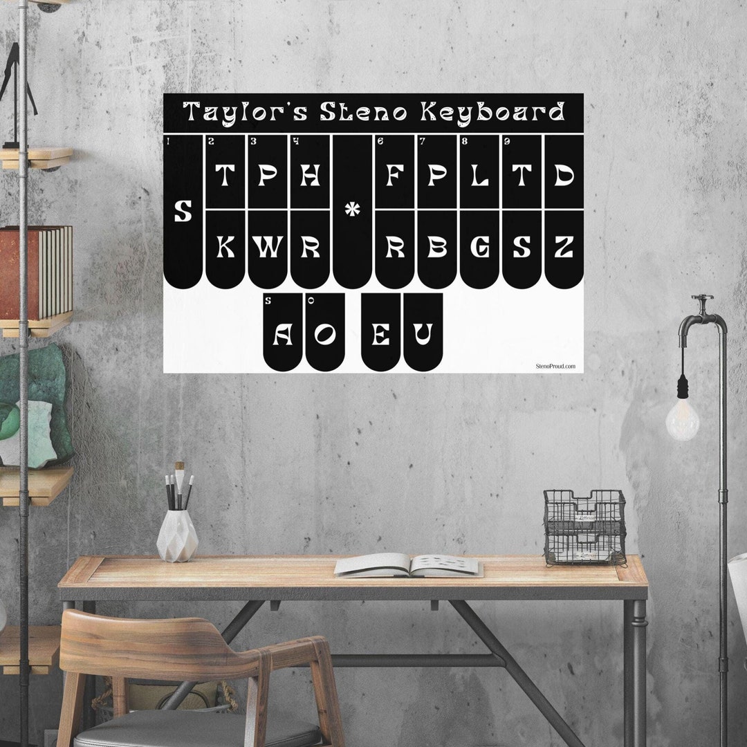 Personalized Steno Keyboard Poster for Home Office, Gift for Court ...