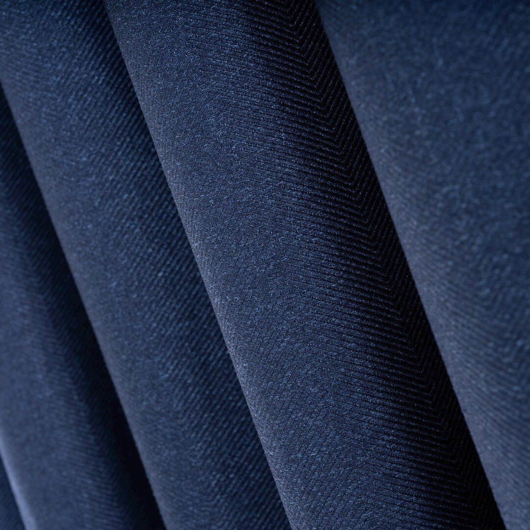 100% Blackout Herringbone Linen Curtain Panels for Rods and Tracks ...