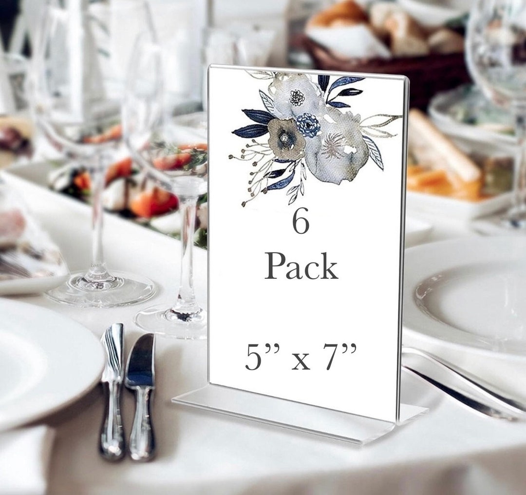 6pcs 5 Wx7h Acrylic Table Sign Holders Set of 6 Perfect for Weddings ...