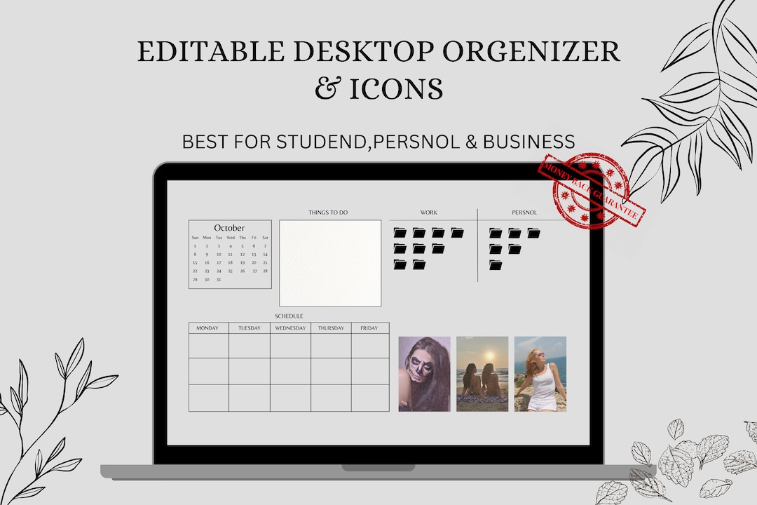 Editable Desktop Wallpaper Organizer Aesthetic Folder Icons ...