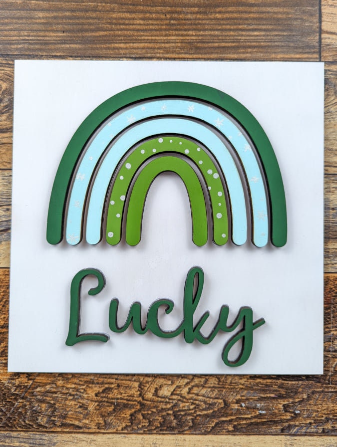 St. Patrick's Day Lucky Rainbow 8 X 8 Wooden Sign or Craft Kit - Etsy