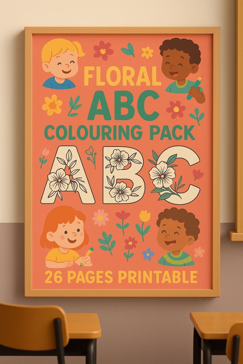 Floral ABC Colouring Pack - Etsy