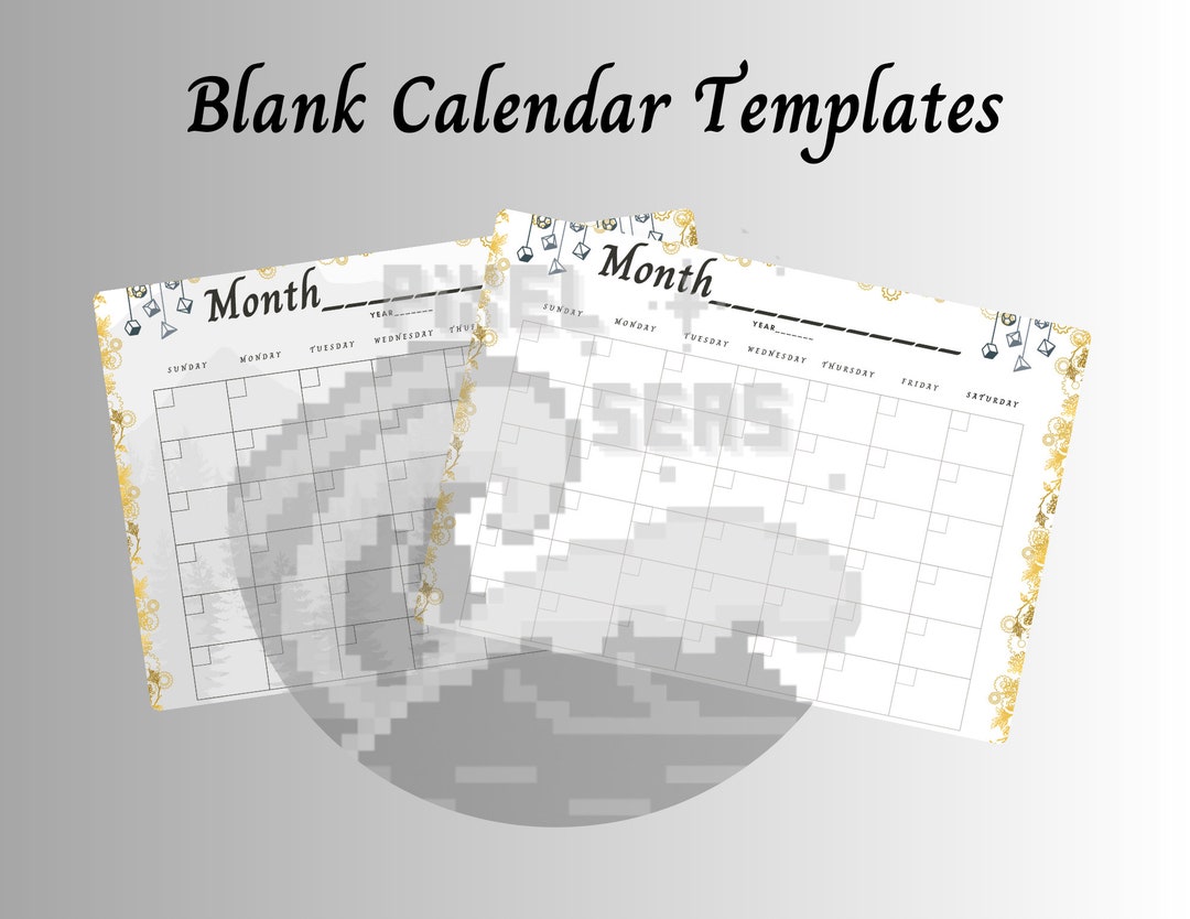 Fantasy RPG Blank Monthly Calendar Template - Etsy
