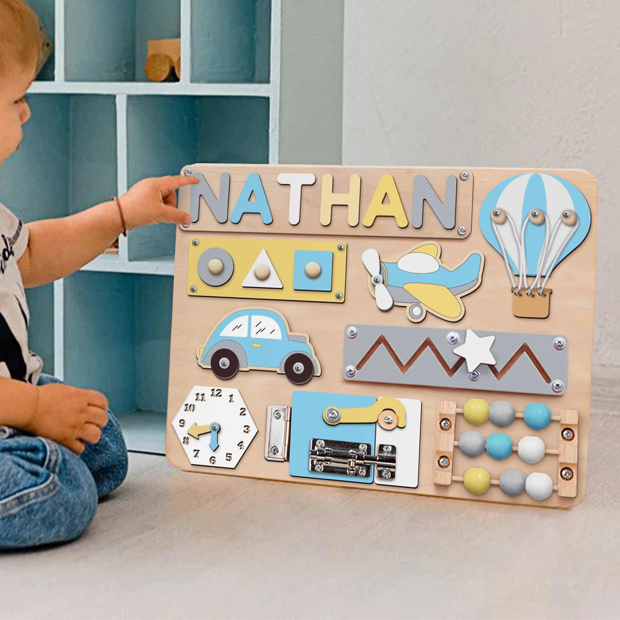 Personalized Wooden Busy Board For Kids, Montessori Toys For Toddlers ...