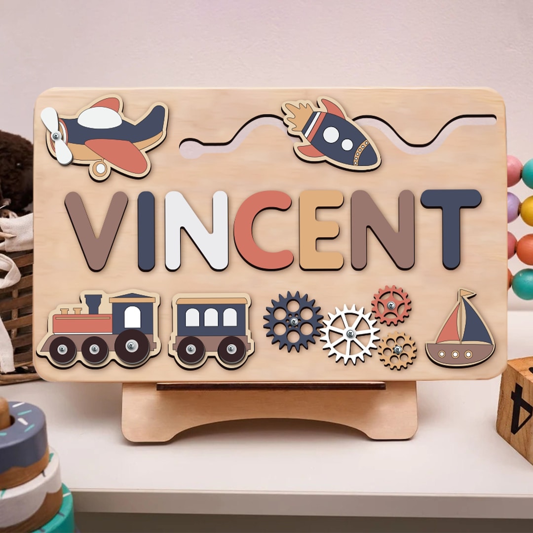 1st Birthday Name Puzzle, Baby Gift Personalized, Montessori Toddler ...