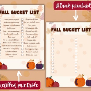 Fall Bucket List Printable Editable Fall Bucket List Bucket - Etsy