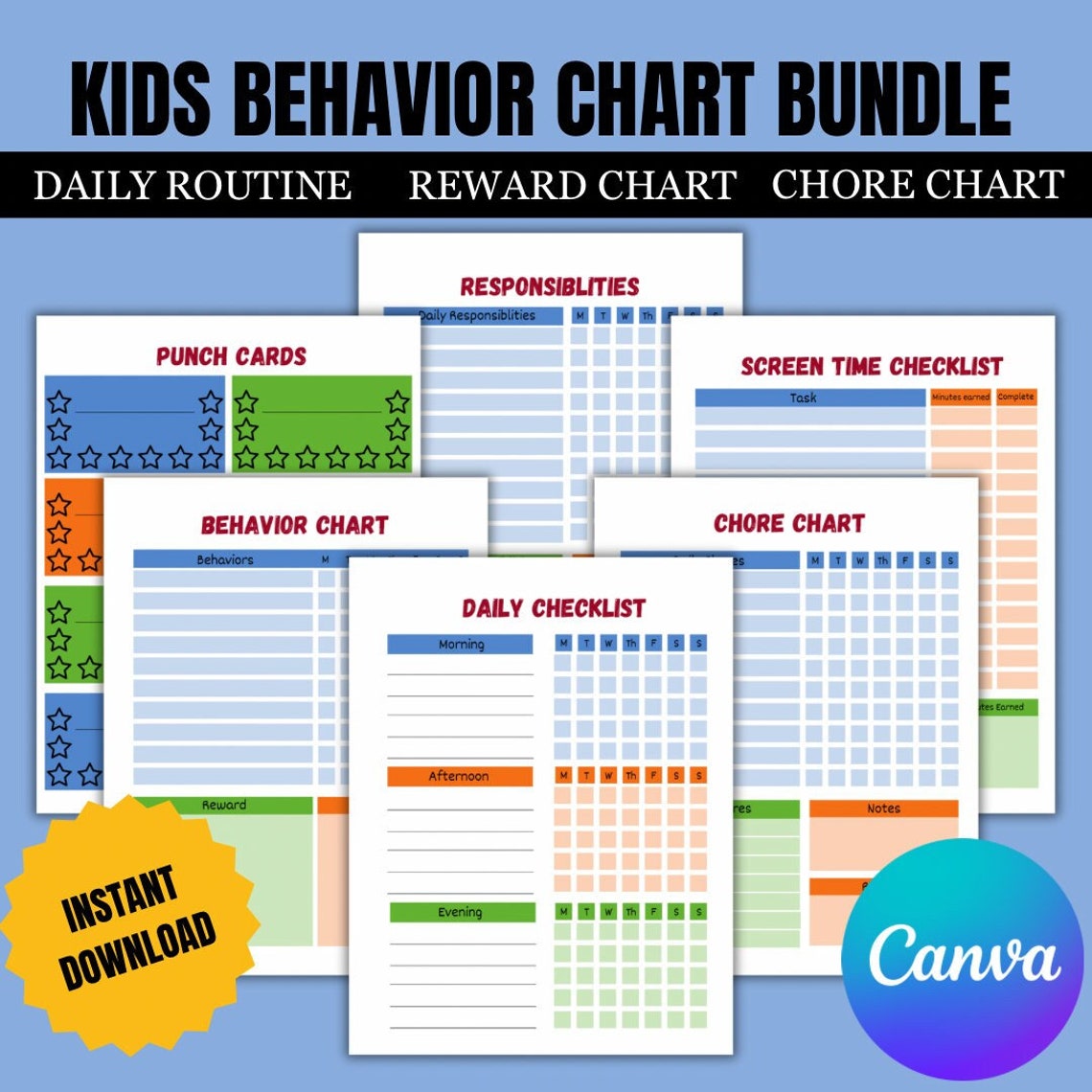 Behavior Reward Chart, Allowance Chart, Homeschool, Kids Behavior Chart ...