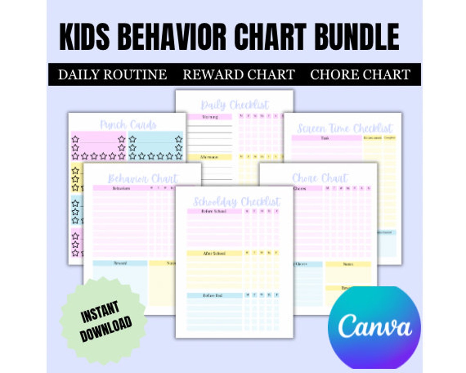 Behavior Reward Chart, Allowance Chart, Consequence Chart Kids Behavior ...