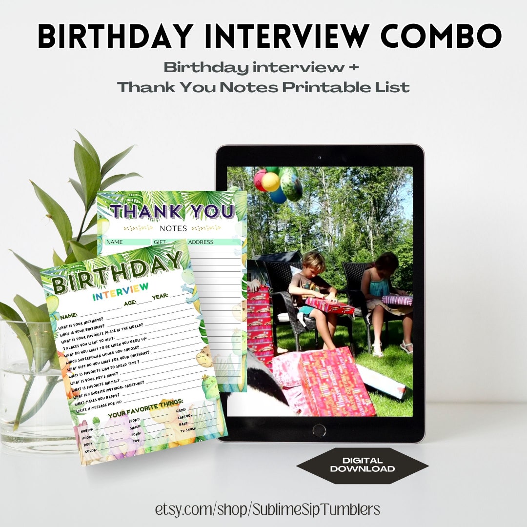 Birthday Interview Printable Combo Kids Printable Birthday Interview ...
