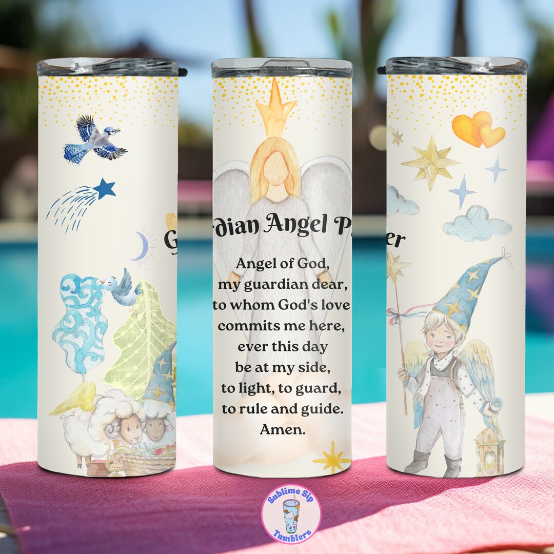 Guardian Angel English 20 Oz Skinny Tumbler Sublimation Design Pack ...