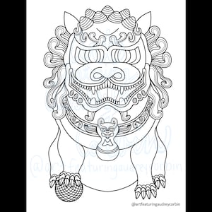 Lunar New Year Fu Dogs Statue Set Coloring Page for Kids and Adults ...