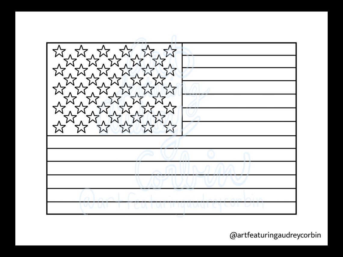 United States Flag Coloring Page for Kids and Adults Instant Download ...