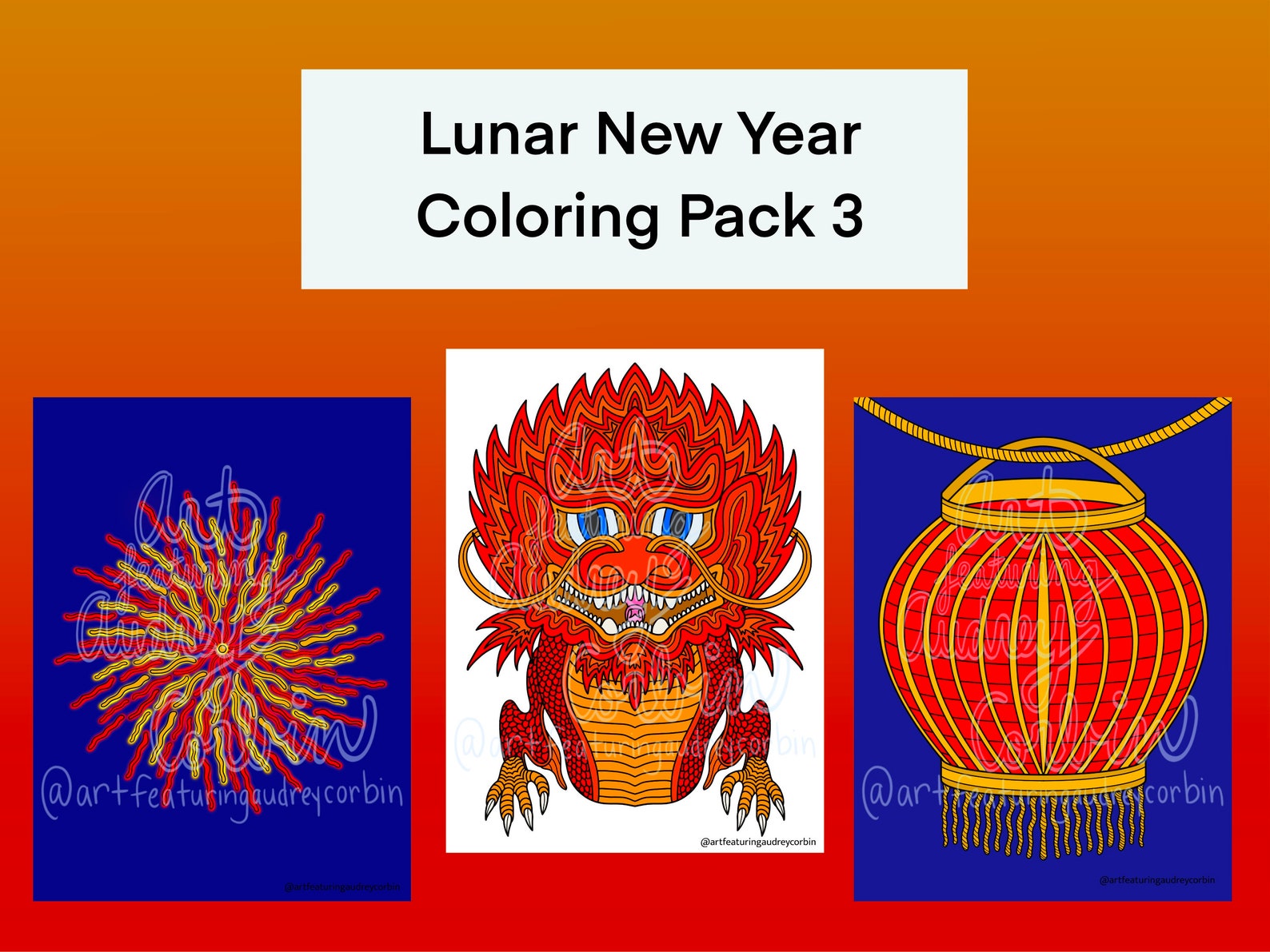 Pack 3 Lunar New Year 2024 Coloring for Kids and Adults Instant ...