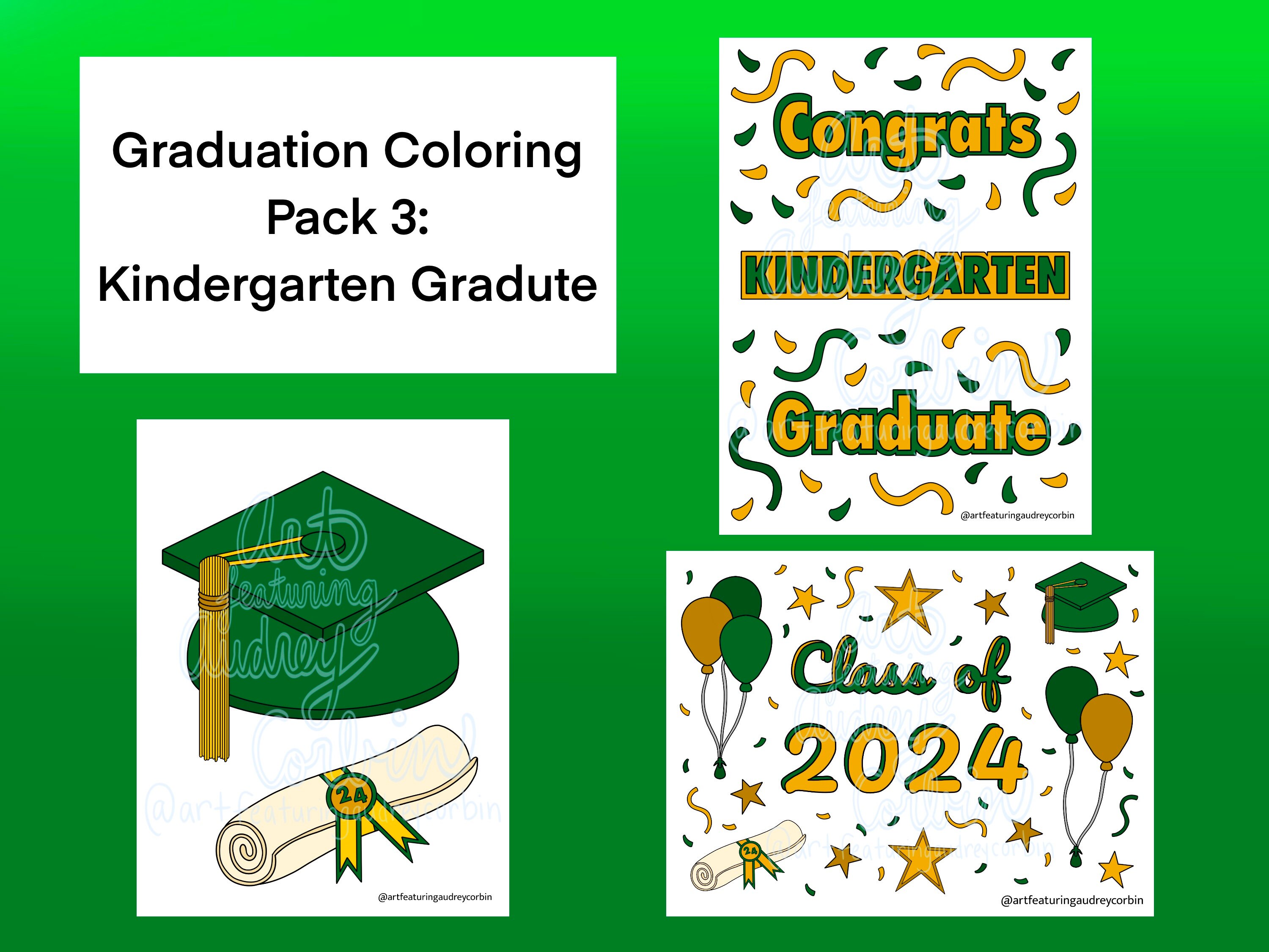Kindergarten Graduation Coloring Pages for Kids and Adults Instant ...
