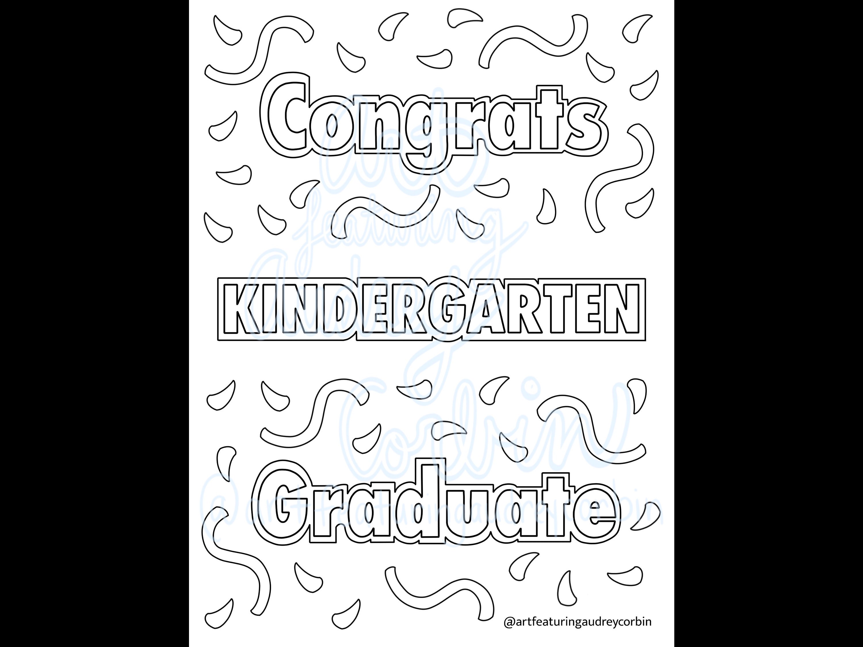 Kindergarten Graduation Coloring Pages for Kids and Adults Instant ...