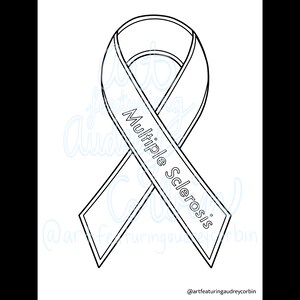 Multiple Sclerosis Awareness Ribbon Coloring Page for Kids and Adults ...