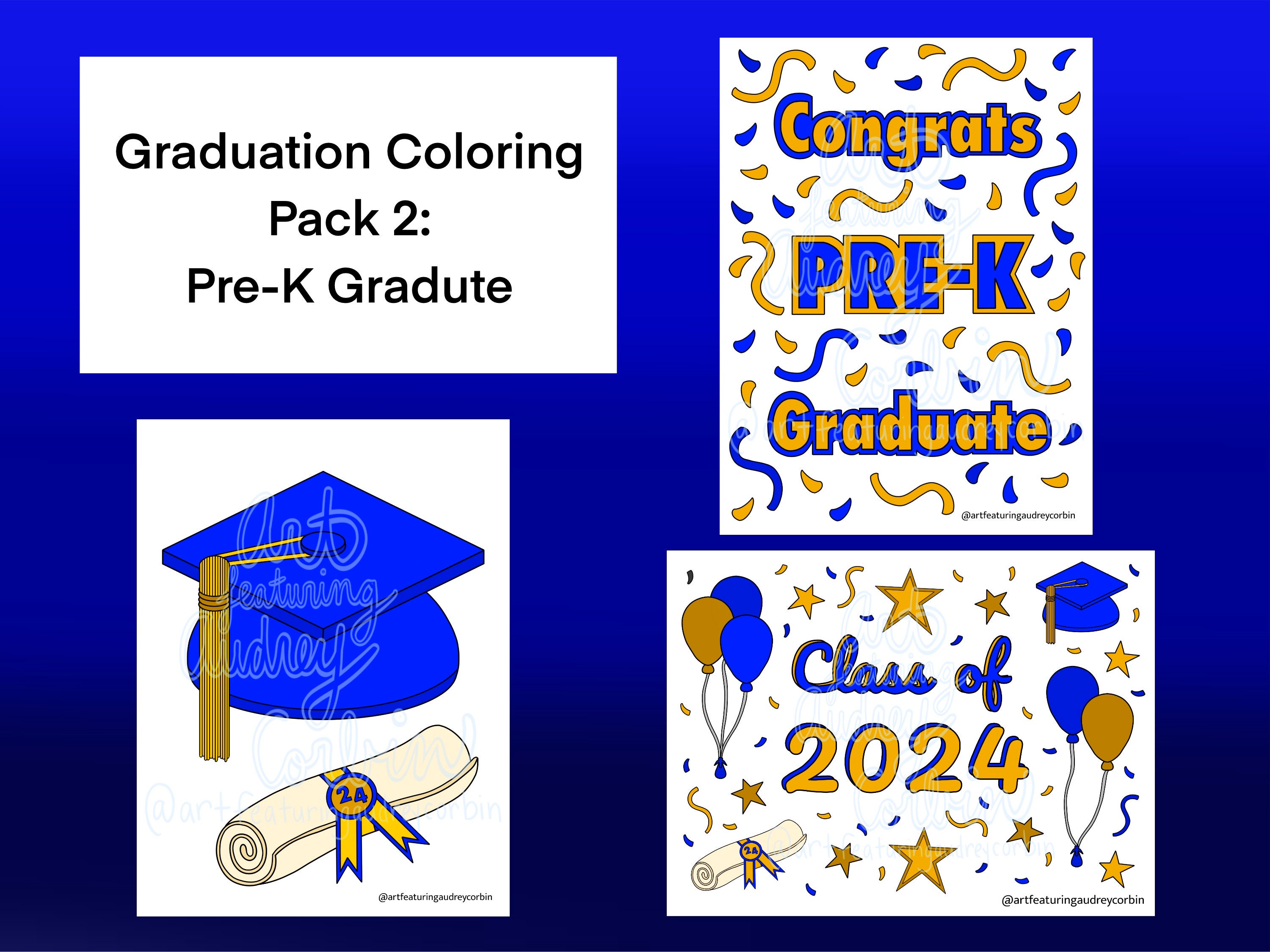 Pre K Pre School Graduation Coloring Pages for Kids and Adults Instant ...