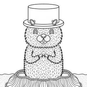 Happy Groundhog Day Coloring Page for Kids and Adults Instant Download ...