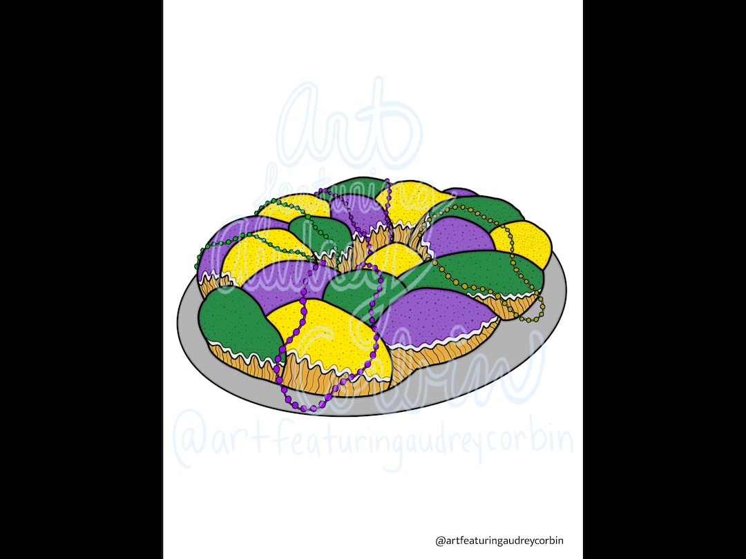 King Cake Mardi Gras Coloring Page for Kids and Adults Instant Download ...