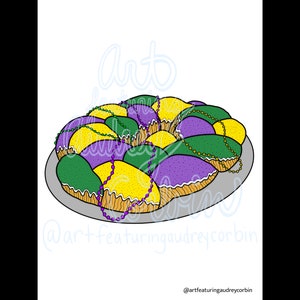 King Cake Mardi Gras Coloring Page for Kids and Adults Instant Download ...