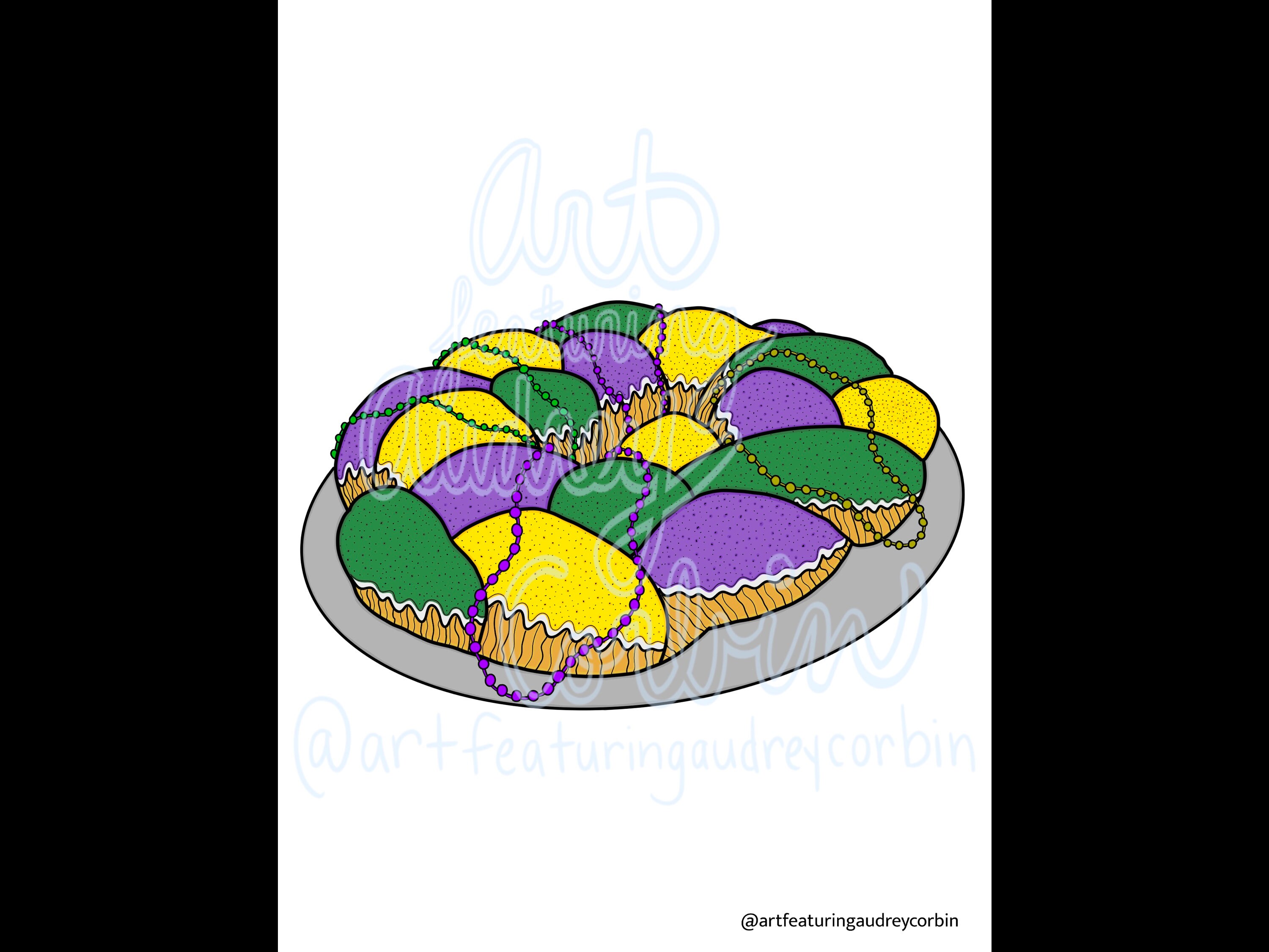 King Cake Mardi Gras Coloring Page for Kids and Adults Instant Download ...