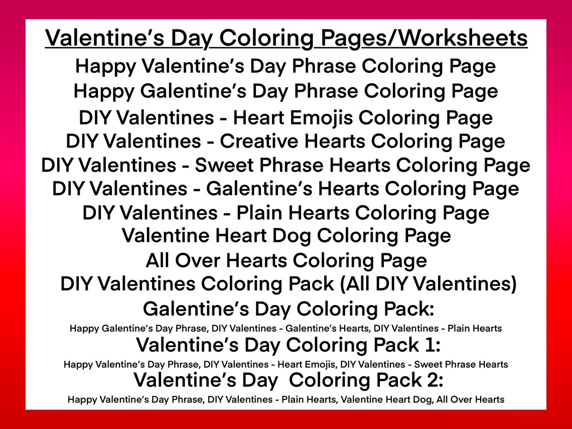 DIY Valentines Heart Emojis Coloring Page for Kids and Adults Instant ...