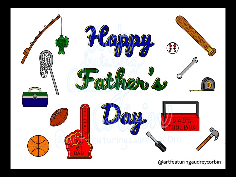 Happy Father's Day Coloring Page for Kids and Adults Instant Download ...