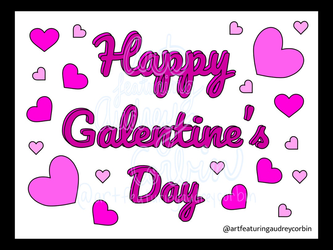 Happy Galentine's Day Coloring Page for Kids and Adults Instant ...