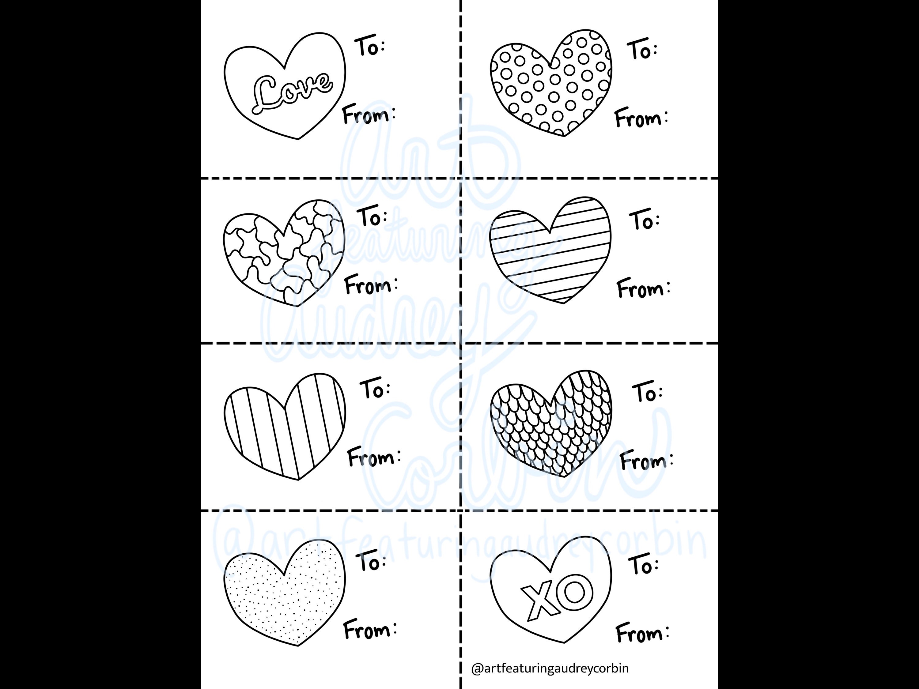 DIY Valentines Hearts Coloring Pack for Kids and Adults Instant ...