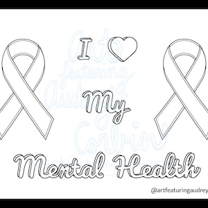 Mental Health Awareness Coloring Pages Ribbon Designs for Kids and ...
