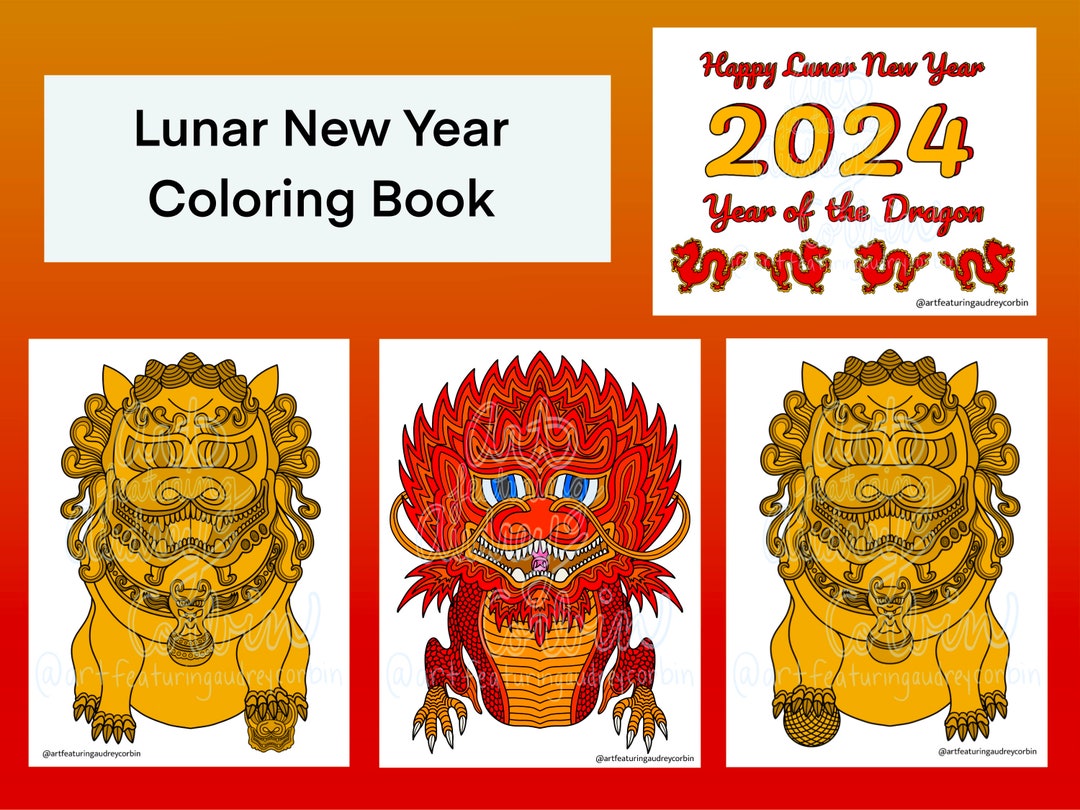 Lunar New Year 2024 Coloring Book for Kids and Adults Instant Download ...