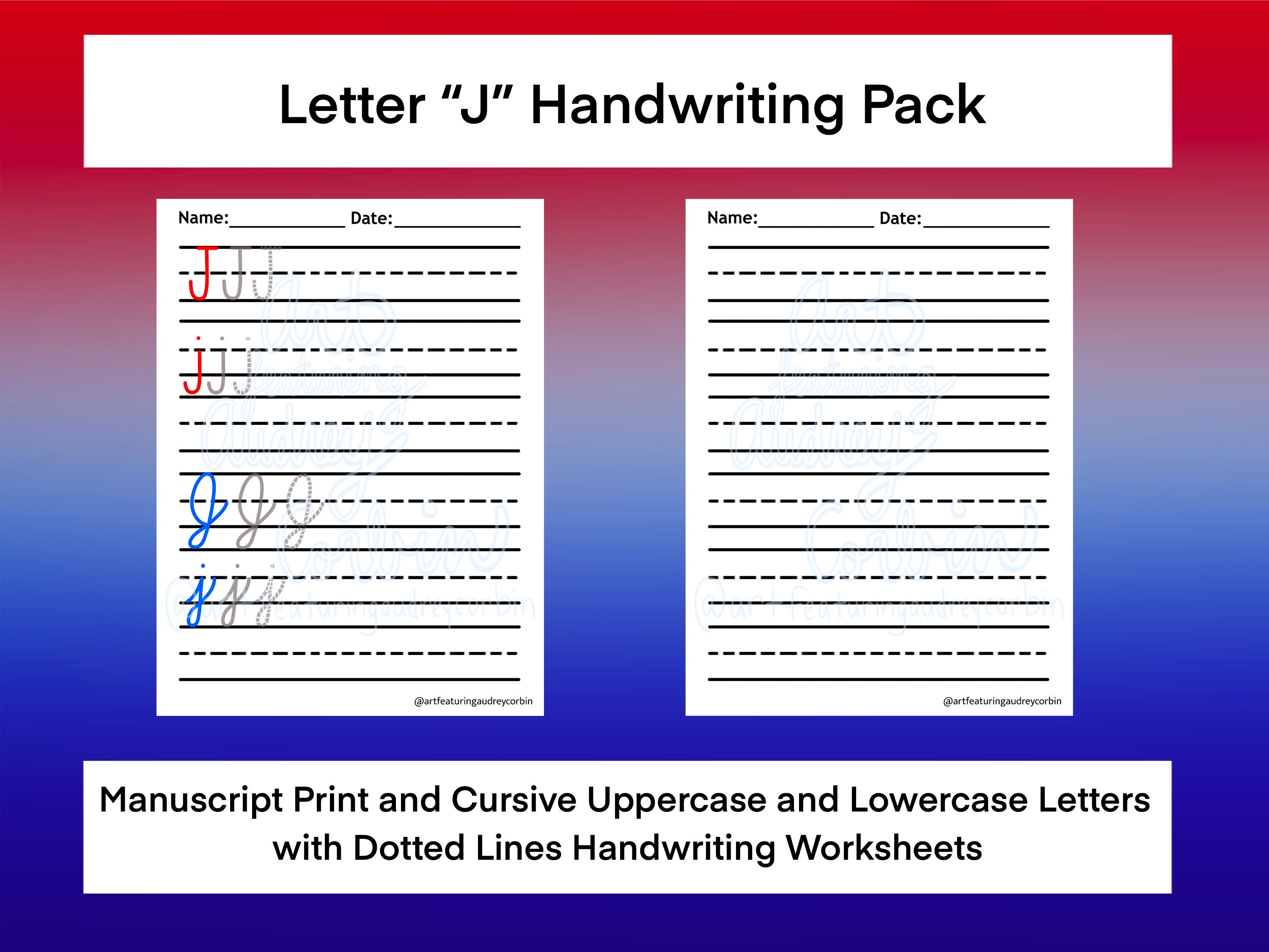 Letter J Print and Cursive Handwriting Worksheet for Kids and Adults ...