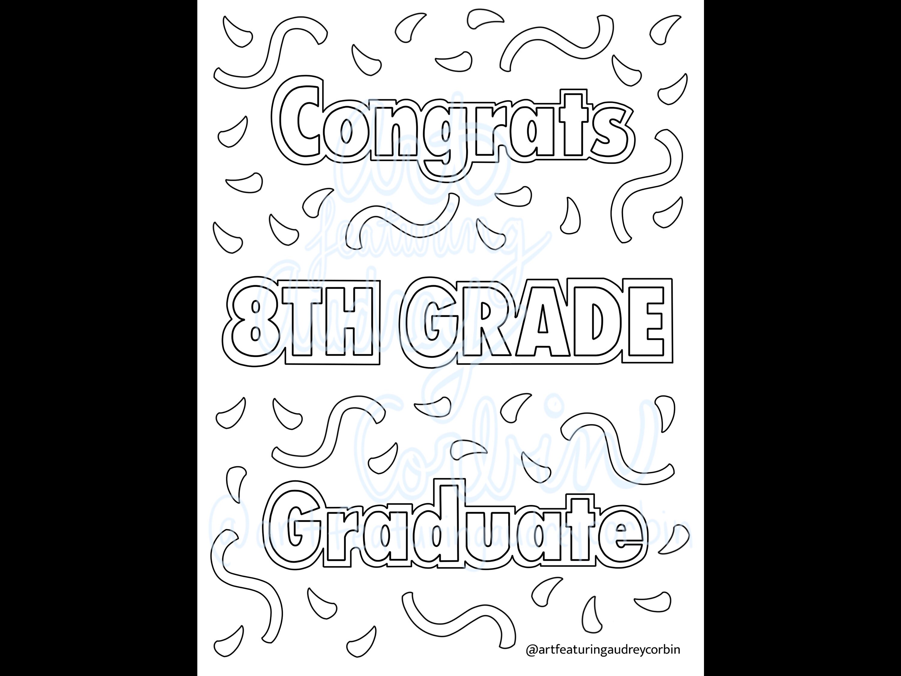 8th Grade Graduation Coloring Page for Kids and Adults Instant Download ...