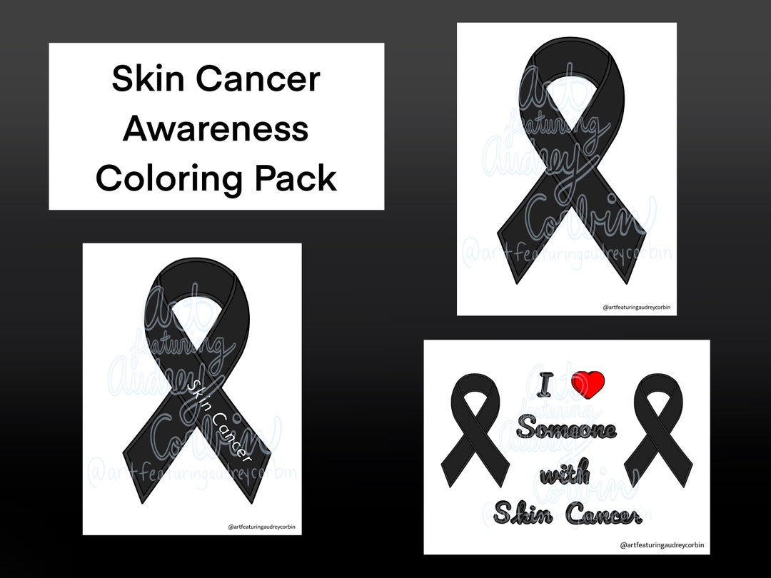 Skin Cancer Awareness Coloring Pages Ribbon Designs for Kids and Adults ...
